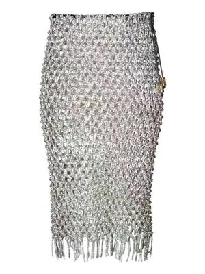 HIBOURAMA Crystal Midi Skirt - Silver
