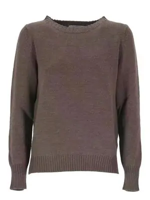 GRAN SASSO Ribbed-trim Crew-neck Sweater - Brown