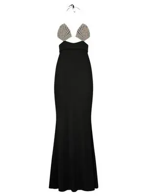 HIBOURAMA Venere Crystal-embellished Cut-out Maxi Dress - Black