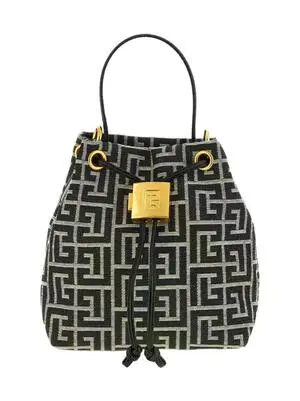 Balmain Pulse Monogram Jacquard Bucket Bag - Black