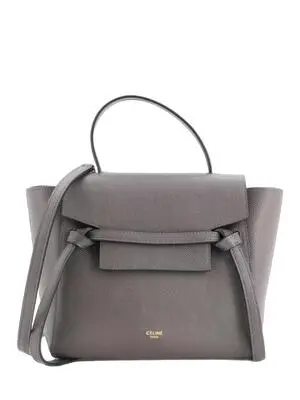 Celine Belt Bag Textured Leather Nano Shoulder Bag - Grey