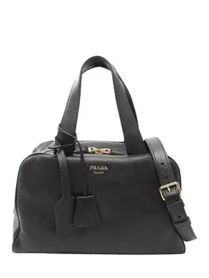 Prada Vitello Daino Satchel - Black