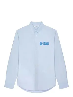 Givenchy Shirt In Poplin With Paris Paint Print Blue