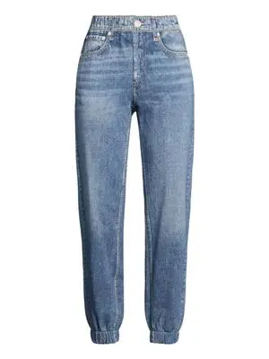 Rag & Bone Solid Color Denim-style Tapered Trousers Blue