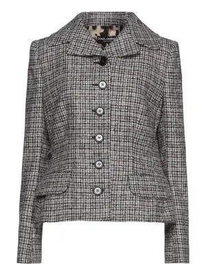 Dolce & Gabbana Houndstooth Tweed Long Sleeves Blazer - Gray