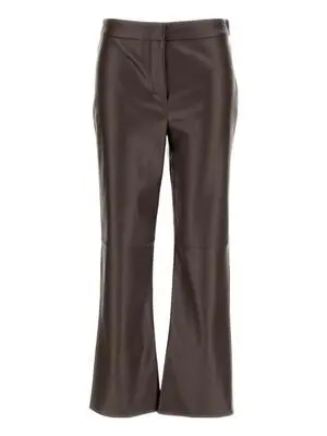 Max Mara Max Mara Sublime Leather-Effect Slim-Fit Trousers Brown