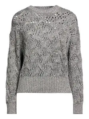 MAX MARA Metallic Knit Crew Neck Pullover