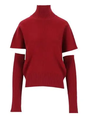 Federica Tosi Turtleneck Sweater With Removable Sleeve Cuffs - Red