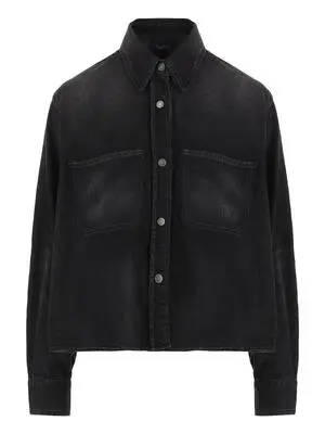 HAIKURE Cropped Denim Shirt - Black