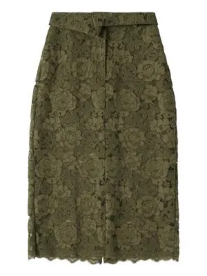 Simone Rocha Peeling Floral-lace Midi Skirt Khaki