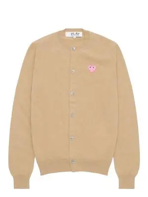 Play Comme Des Garcon Heart-patch Cardigan - Camel