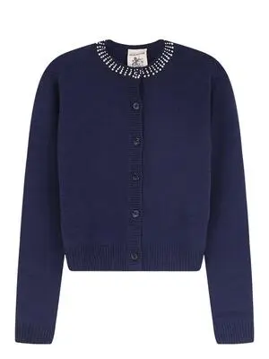 SEMICOUTURE Hennie Crystal-embellished Button-front Cardigan - Blue