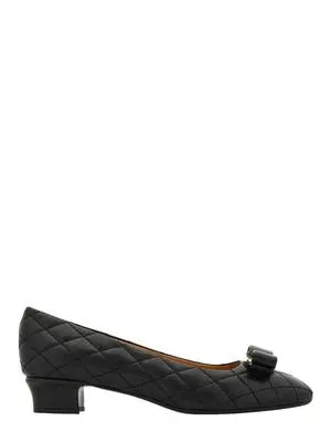 FERRAGAMO Quilted Vara Bow Pump - Black