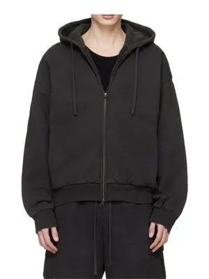 SKIMS Thick Fleece Zip-up Hooded Sweatshirt - Black