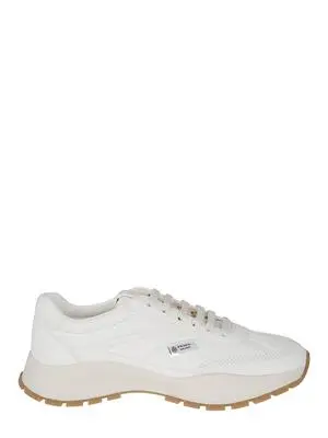 Prada Logo-patch Panelled Sneakers - Ivory