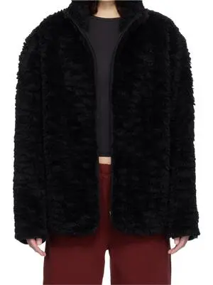 SKIMS High-necked Fur Fleece Jacket - Black
