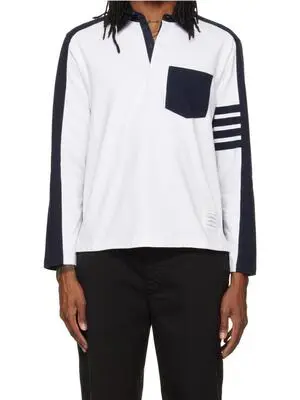 Thom Browne Oversized Colorblock Rugby Polo - White