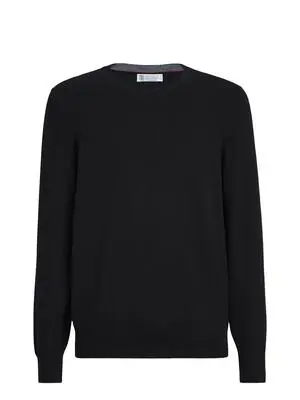 Brunello Cucinelli Cashmere Crew-Neck Sweatshirt Black