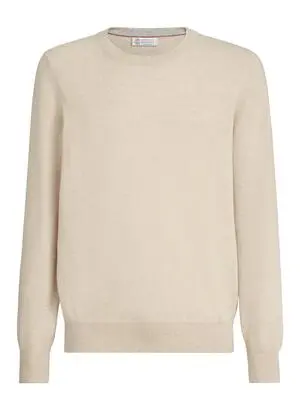Brunello Cucinelli Brunello Cucinelli Cashmere Crew-Neck Sweater Beige