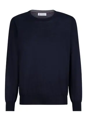 Brunello Cucinelli Cashmere-silk Crew-neck Sweater - Blue