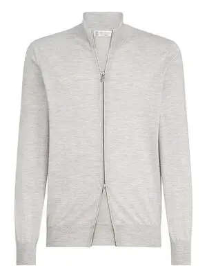 Brunello Cucinelli Brunello Cucinelli Two-Way Zip Cardigan Grey