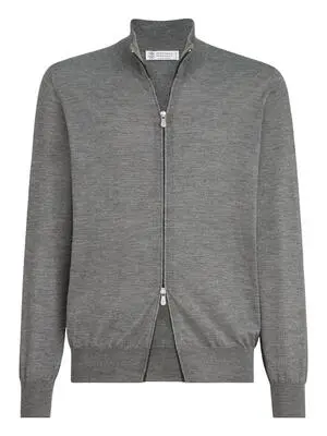 Brunello Cucinelli Cashmere-silk Zip-up Cardigan - Grey
