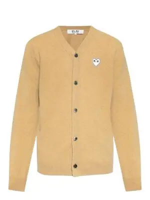 Play Comme Des Garcon Long-sleeved V-neck Sweater - Nude