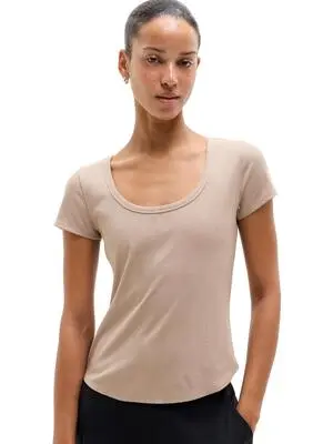 Athleta Signature Rib Scoop Tee - Savanna