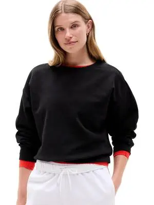 Athleta Forever Fleece Classic Crew Sweatshirt - Black