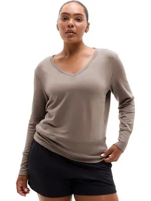 Athleta Coaster Luxe V-neck Sweatshirt - Umber