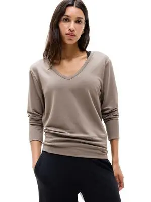 Athleta Coaster Luxe V-neck Sweatshirt - Umber
