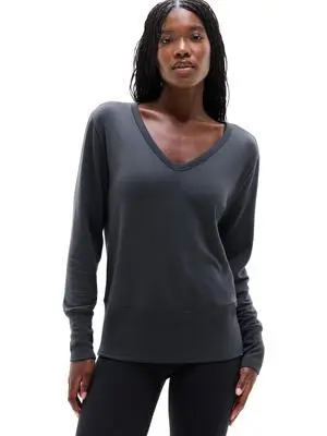 Athleta Coaster Luxe V-neck Sweatshirt - Ash