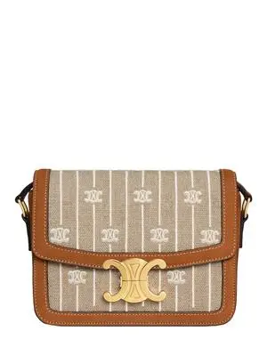 CELINE Celine Teen Triomphe Bag In Textile With Triomphe Monogram And Calfskin