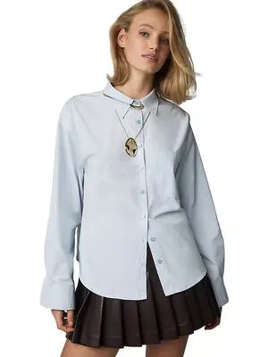 Maeve Shrunken Bennet Cotton Buttondown Shirt - Light Blue