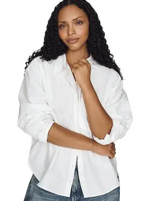 Maeve Shrunken Bennet Cotton Buttondown Shirt - White