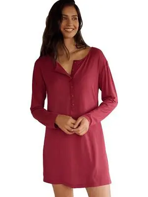 LYREBIRD Henley Lounge Dress Modaluxe Burgundy