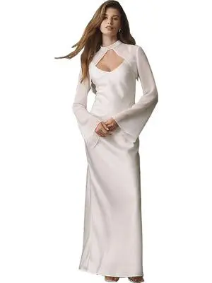 MARE MARE Caped Satin Slip Dress - Ivory