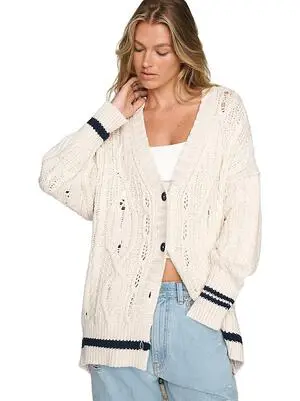 PILCRO Cable-knit Cardigan Sweater - Ivory