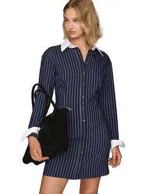 Maeve Long Sleeve Slim Mi Shirtdress - Navy