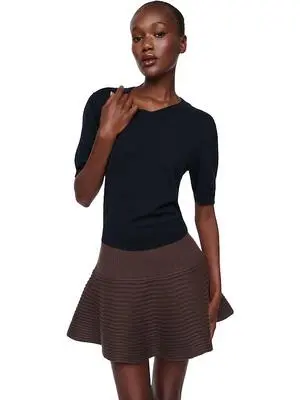Maeve Raglan Ottoman Swing Mini Skirt - Brown