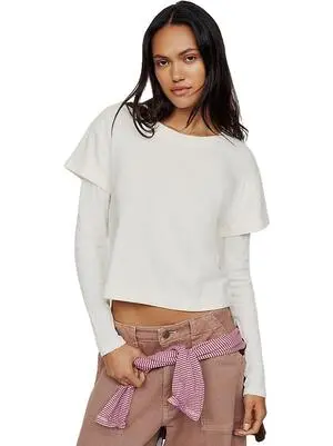 PILCRO Pilcro Twofer Long Sleeve T-Shirt Ivory