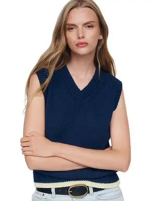 Maeve V-neck Sweater Vest - Navy