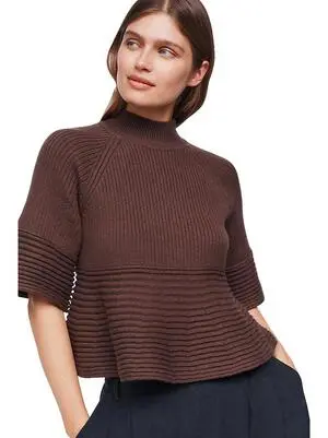 Maeve Mock-neck Swg Sweater - Brown
