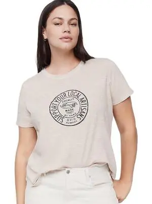 PILCRO Cotton Real Fun Wow Graphic Tee - Neutral Pattern