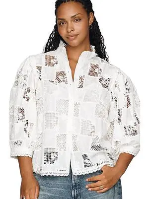 English Factory Cutwork Buttondown Shirt - White
