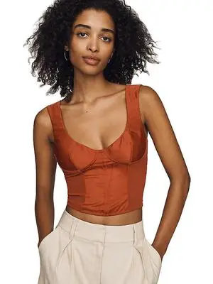 LYREBIRD Satin Corset Top - Cinnamon
