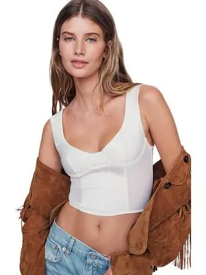LYREBIRD Satin Corset Top - Ivory