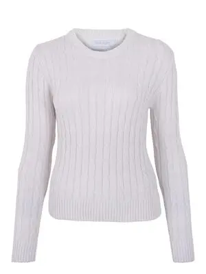 PAUL JAMES KNITWEAR Cotton Taylor Cable Crew Neck Jumper - White
