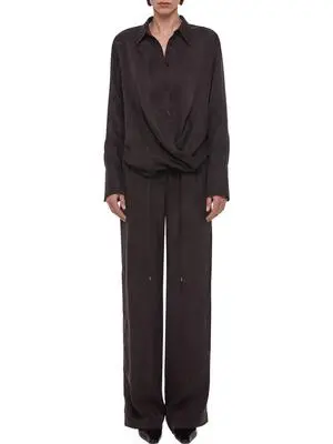 Helmut Lang Fluid Microsuede Drape Shirt - Grey
