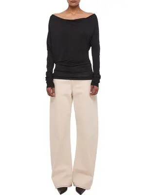 Helmut Lang Jersey Long-sleeve Cowl Neck Top - Black